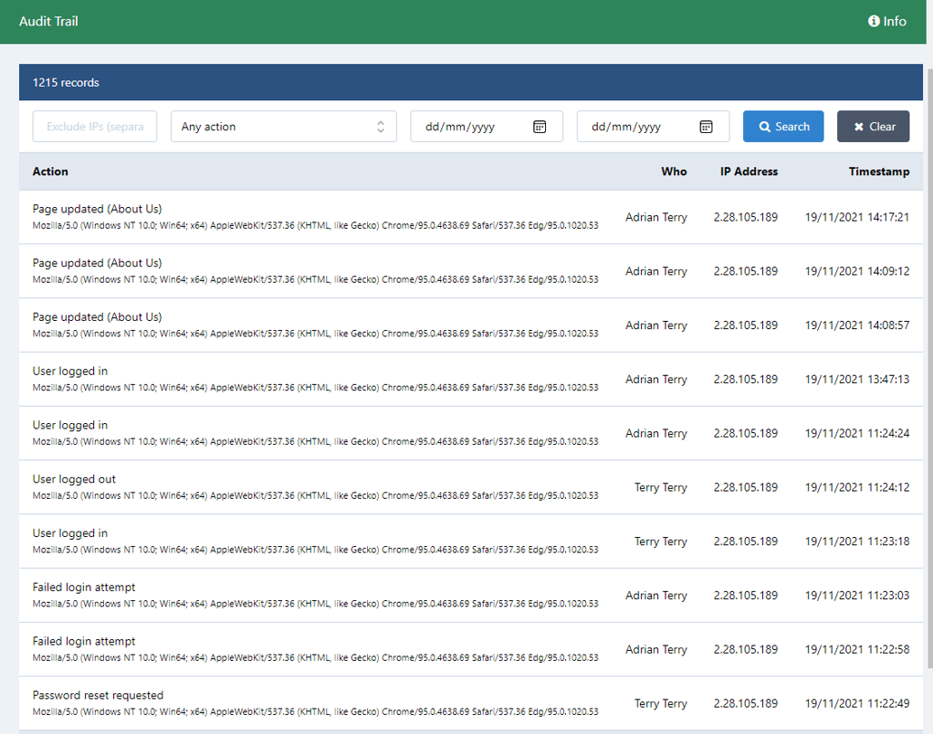Using the Audit Trail Module