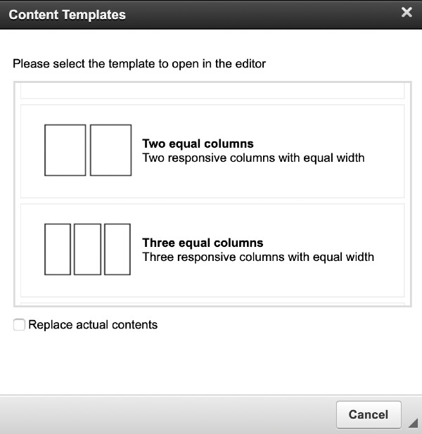 Working with Column Templates